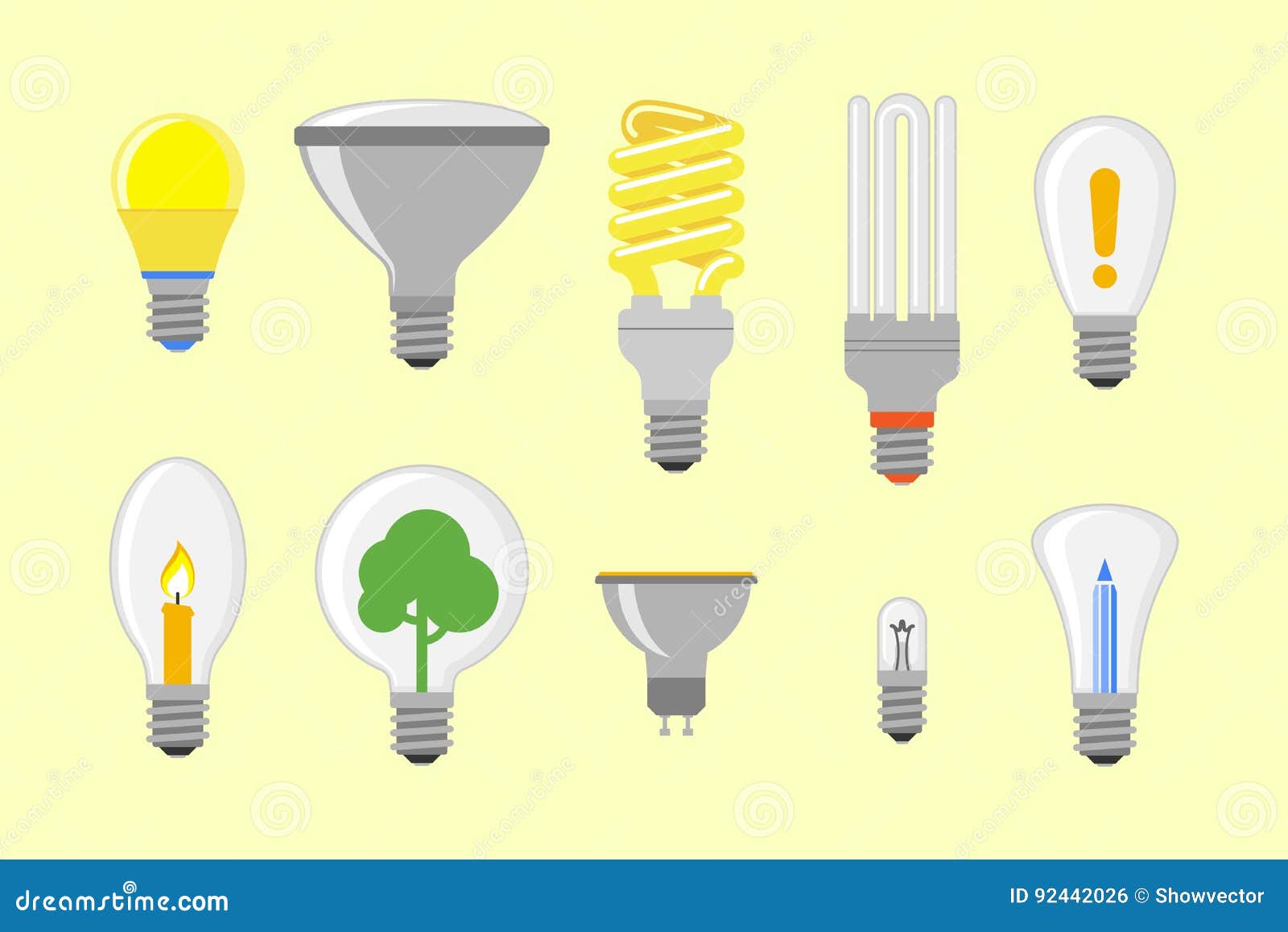 Cartoon Lamp Light Bulb Design Flat Vector Illustration Electric Idea ...
