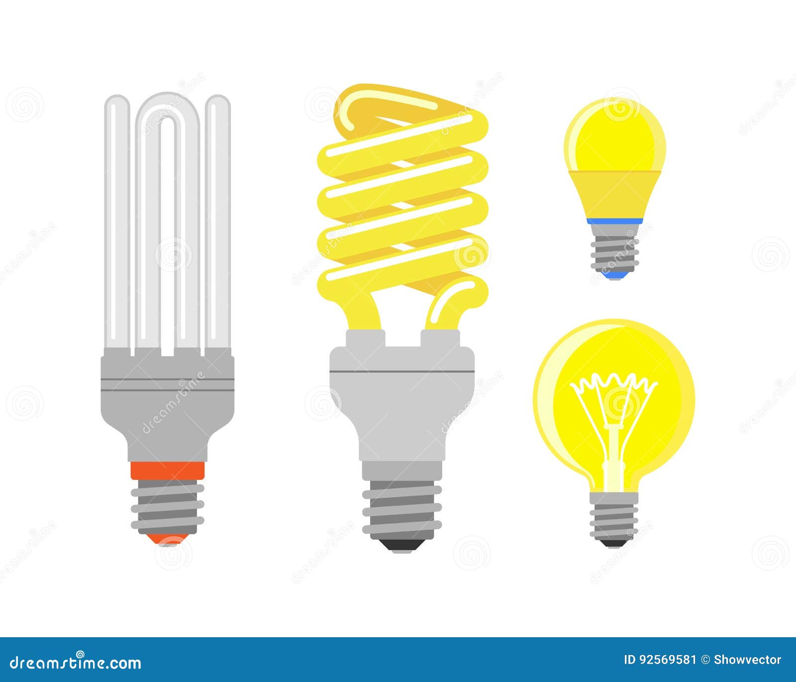 Cartoon Lamp Light Bulb Design Flat Vector Illustration Electric Idea ...