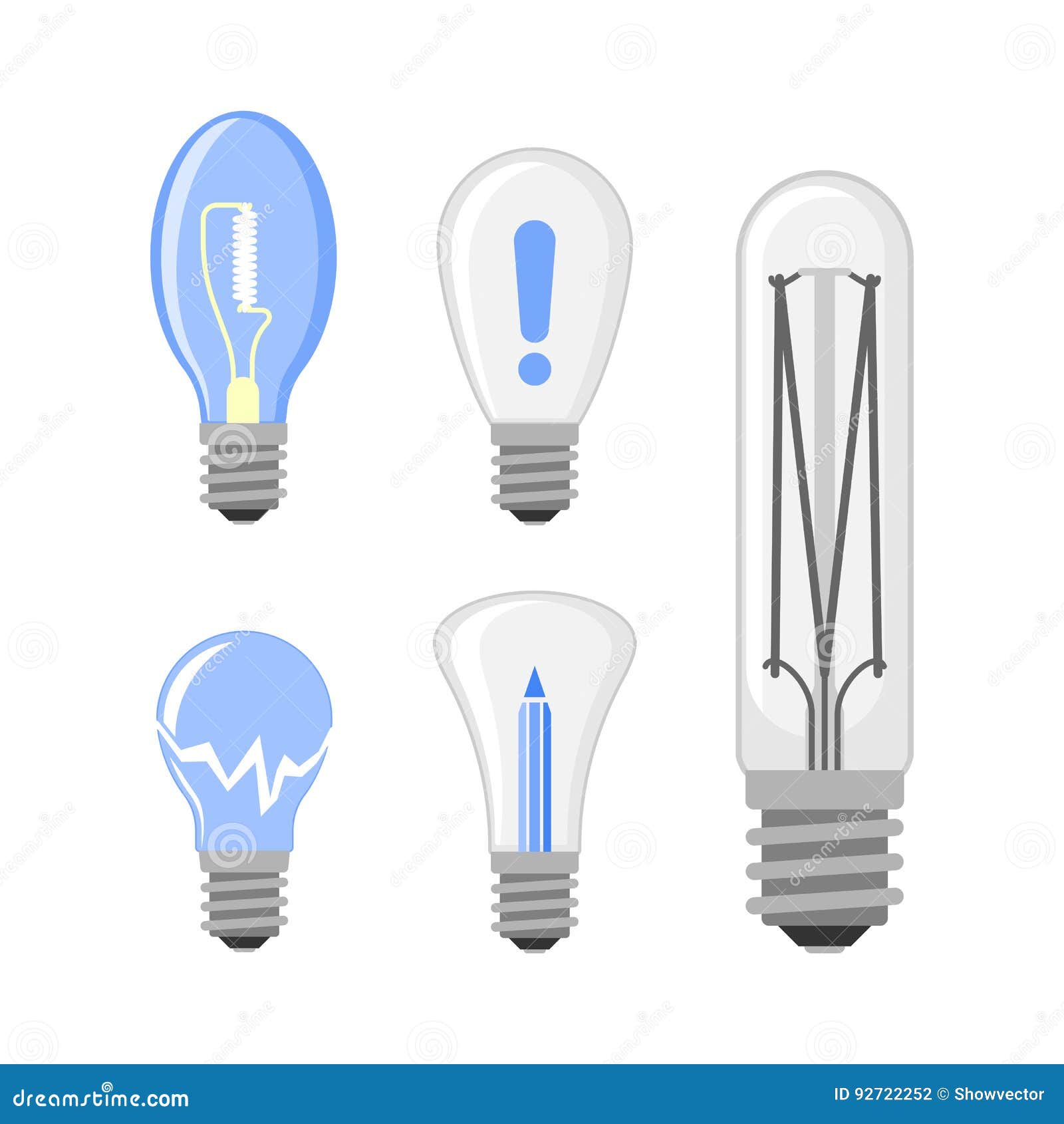 Cartoon Lamp Light Bulb Design Flat Vector Illustration Electric Idea ...