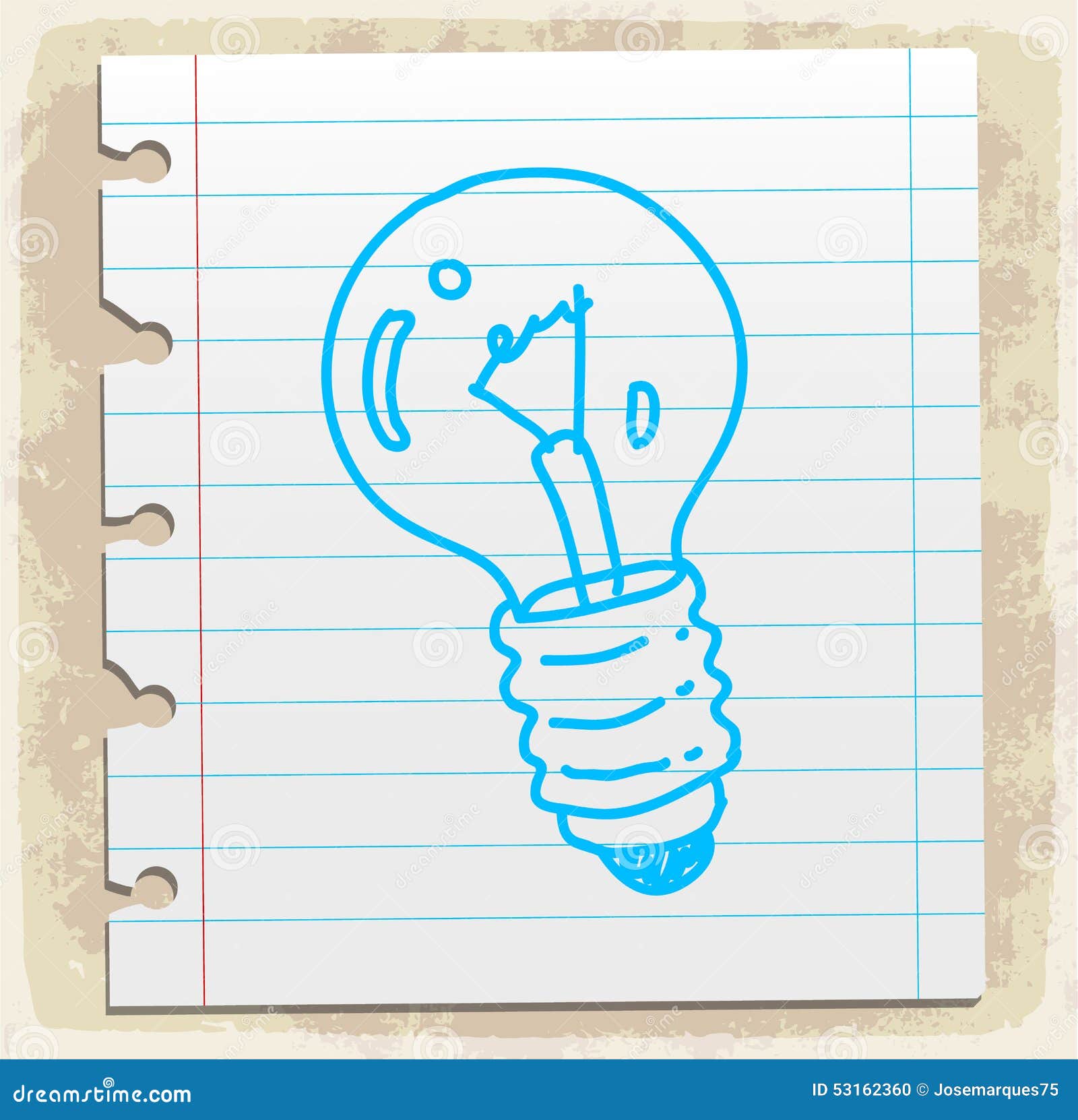 Cartoon Lamp on Paper Note, Vector Illustration Stock Vector ...