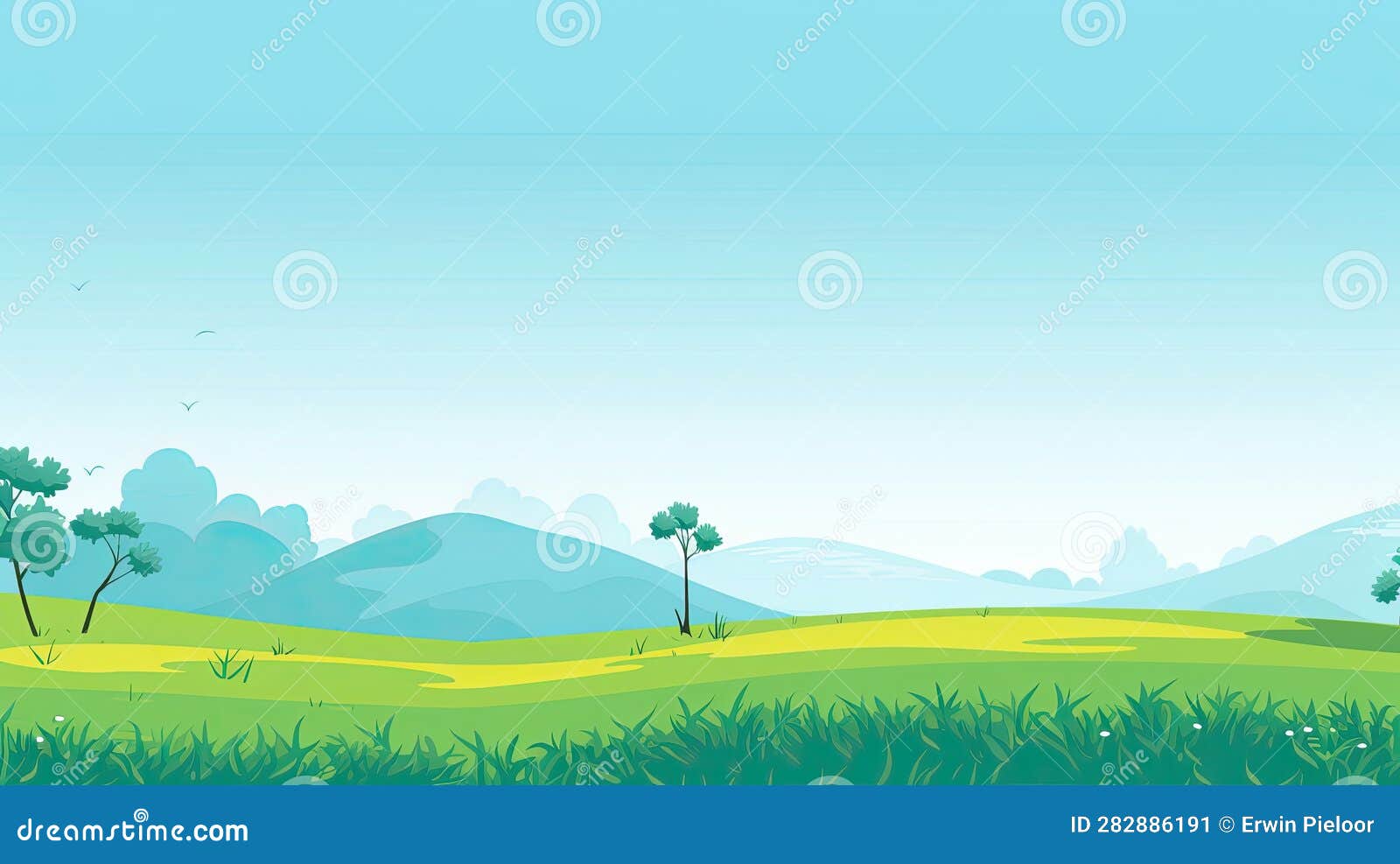 Cartoon Landscape Desktop Background Stock Illustration - Illustration ...