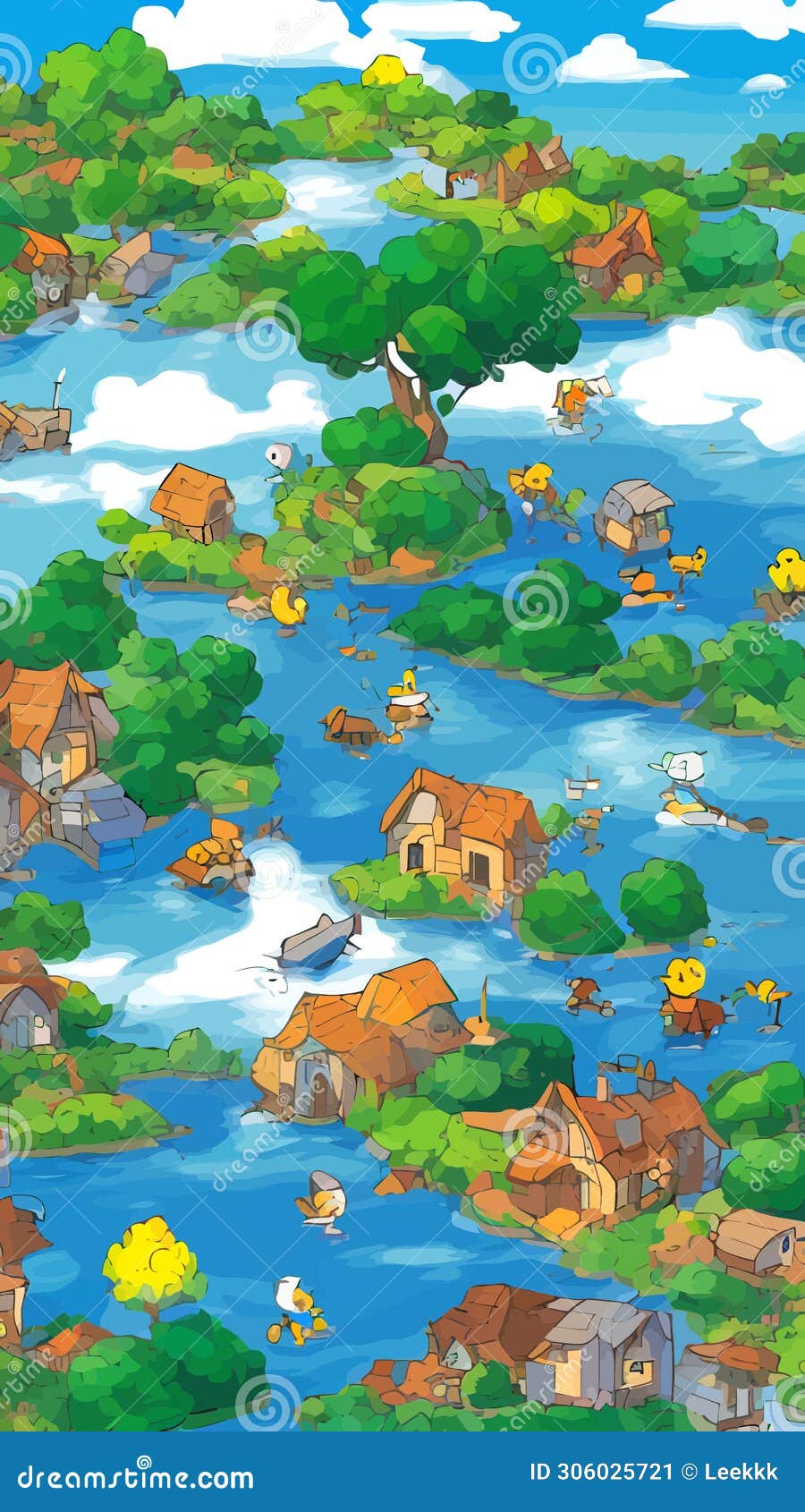 Cartoon Landscape Layout Design Inserts Cartoon Scene Design Green ...