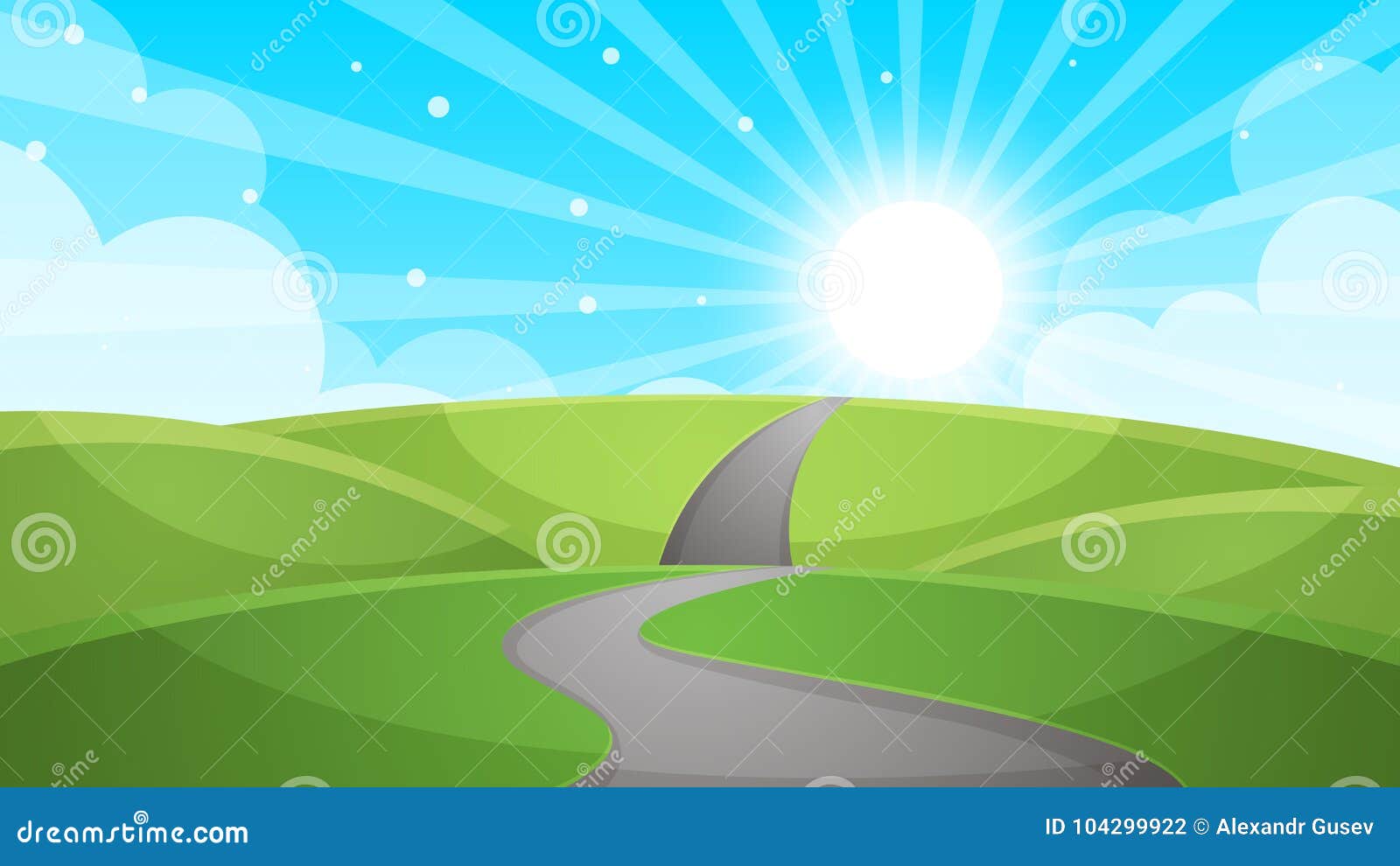 Cartoon Landscape - Road Illustration. Stock Vector - Illustration of ...