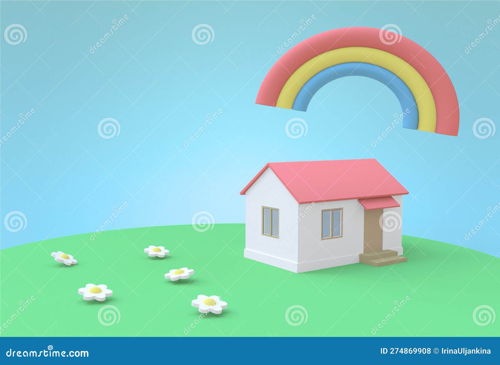 Cartoon Landscape with a Rustic House. Stock Illustration ...