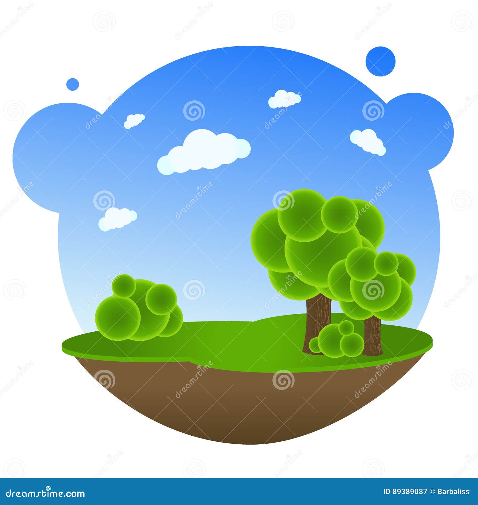 Cartoon Landscape with Trees Stock Vector - Illustration of comic ...