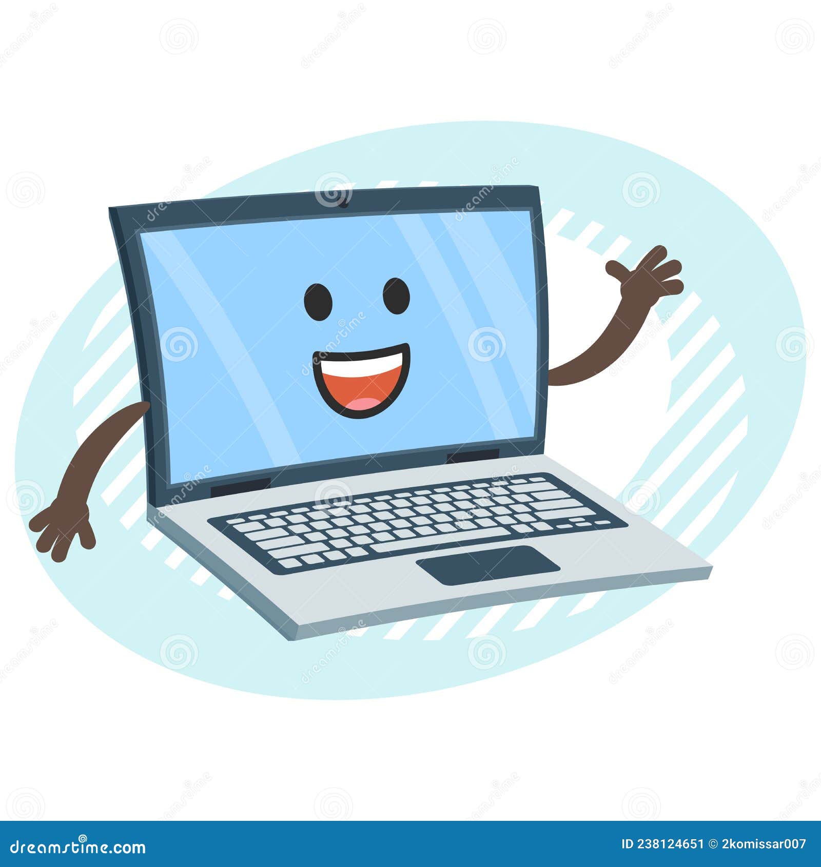 Cartoon Laptop Character Greeting Stock Vector - Illustration of ...