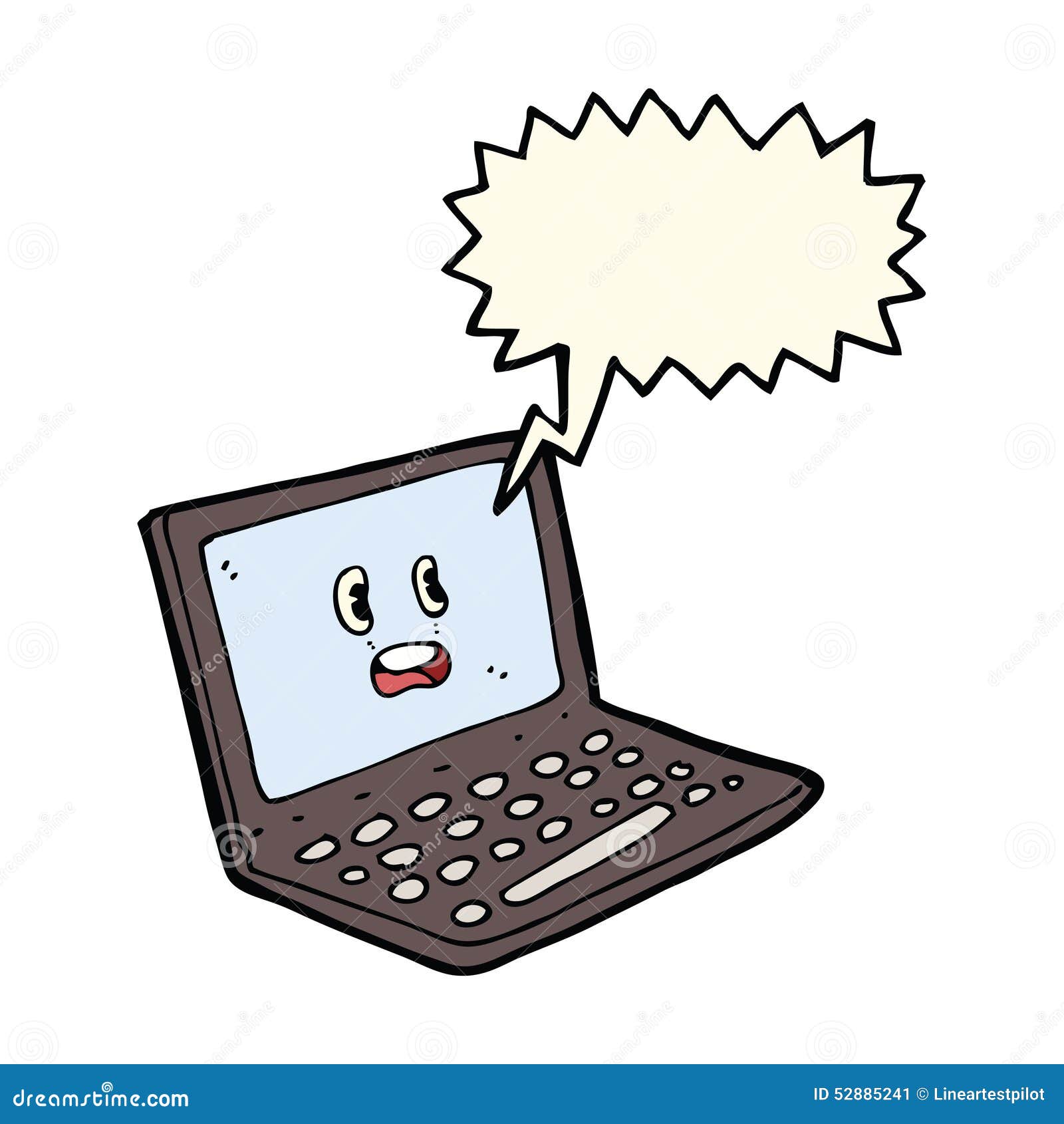 Cartoon Laptop Computer with Speech Bubble Stock Illustration ...