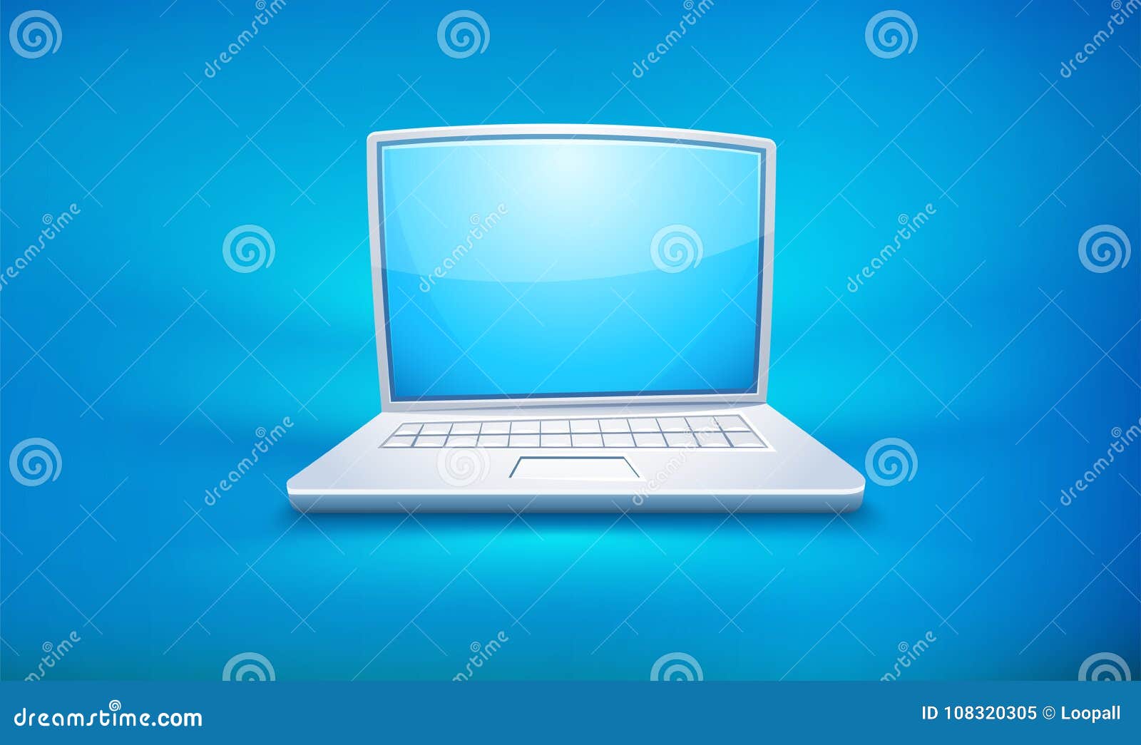 Cartoon Laptop Icon with Empty Blue Screen Stock Vector - Illustration ...