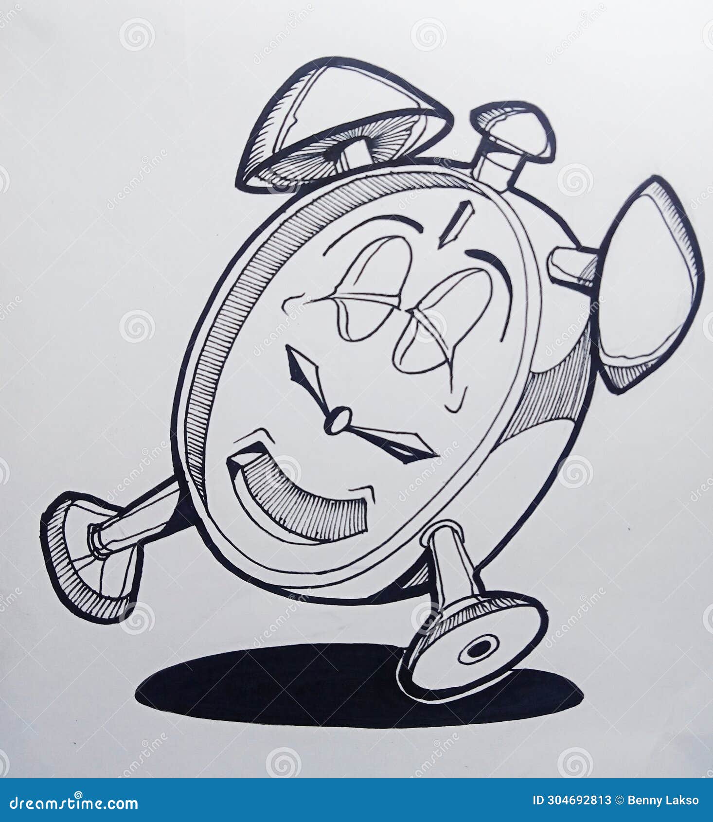 Cartoon lazy sleepy clock stock illustration. Illustration of cartoon ...