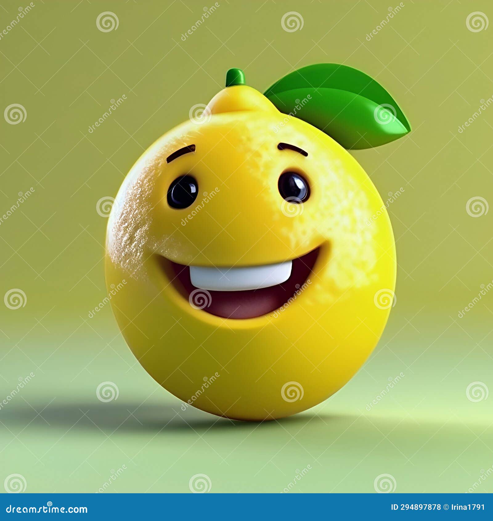Cartoon Lemon with a Happy Smiling Face Stock Illustration ...
