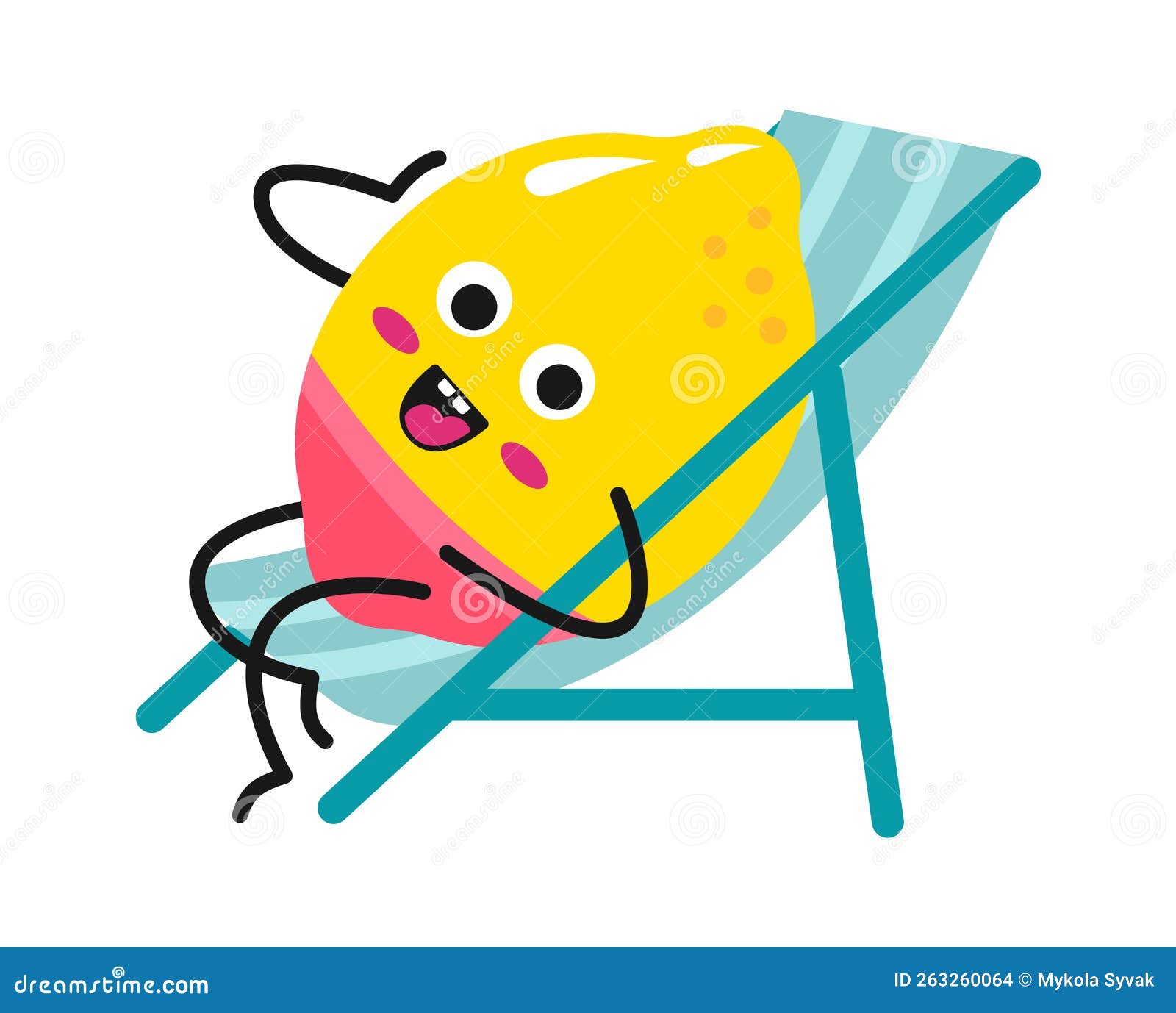 Cartoon Lemon Relaxing on a Sun Lounger Stock Vector - Illustration of ...