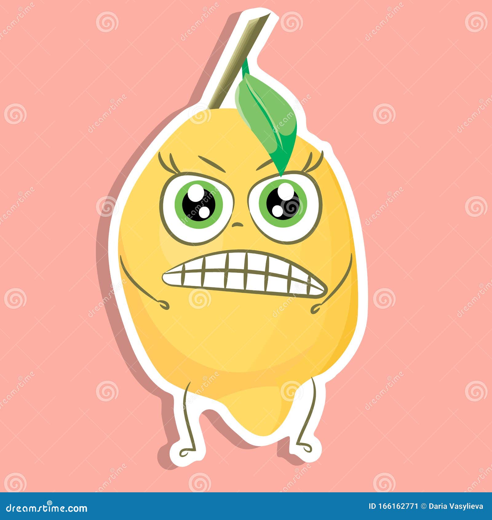 Cartoon Lemon Vector Image, Sticker of Cute Lemon, Stock Vector ...