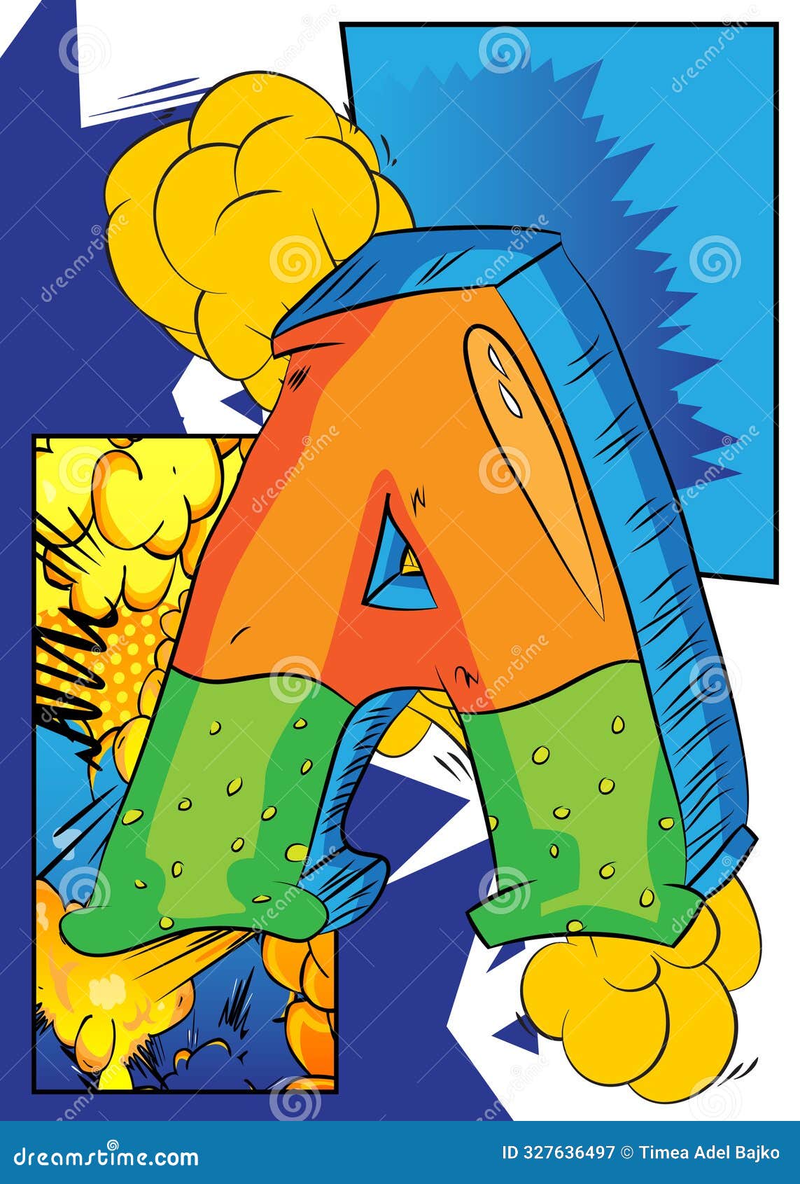 Cartoon Letter a, Comic Book Alphabet. Retro Vector Comics Pop Art ...