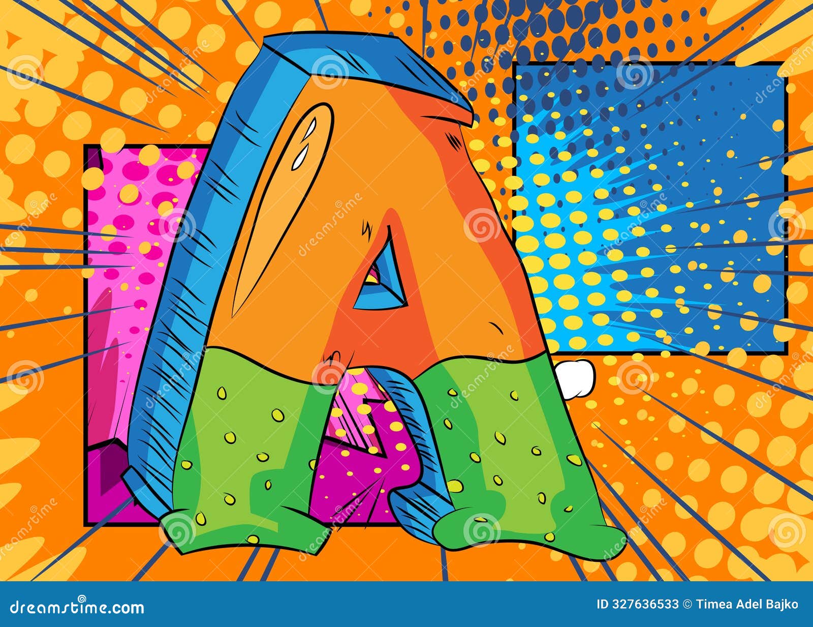 Cartoon Letter a, Comic Book Alphabet. Retro Vector Comics Pop Art ...