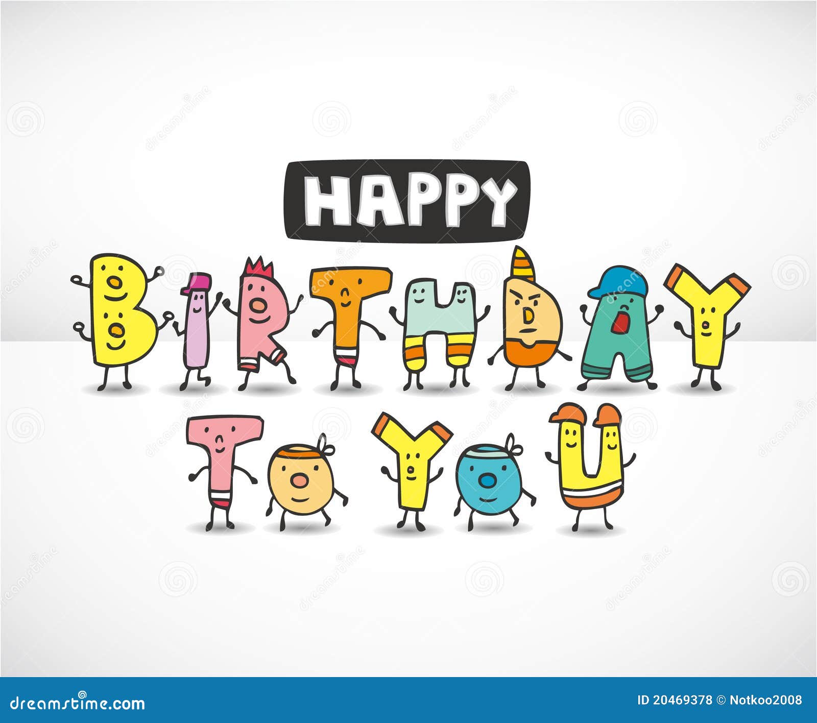 Cartoon Letters Birthday Card Stock Vector - Illustration of birth ...