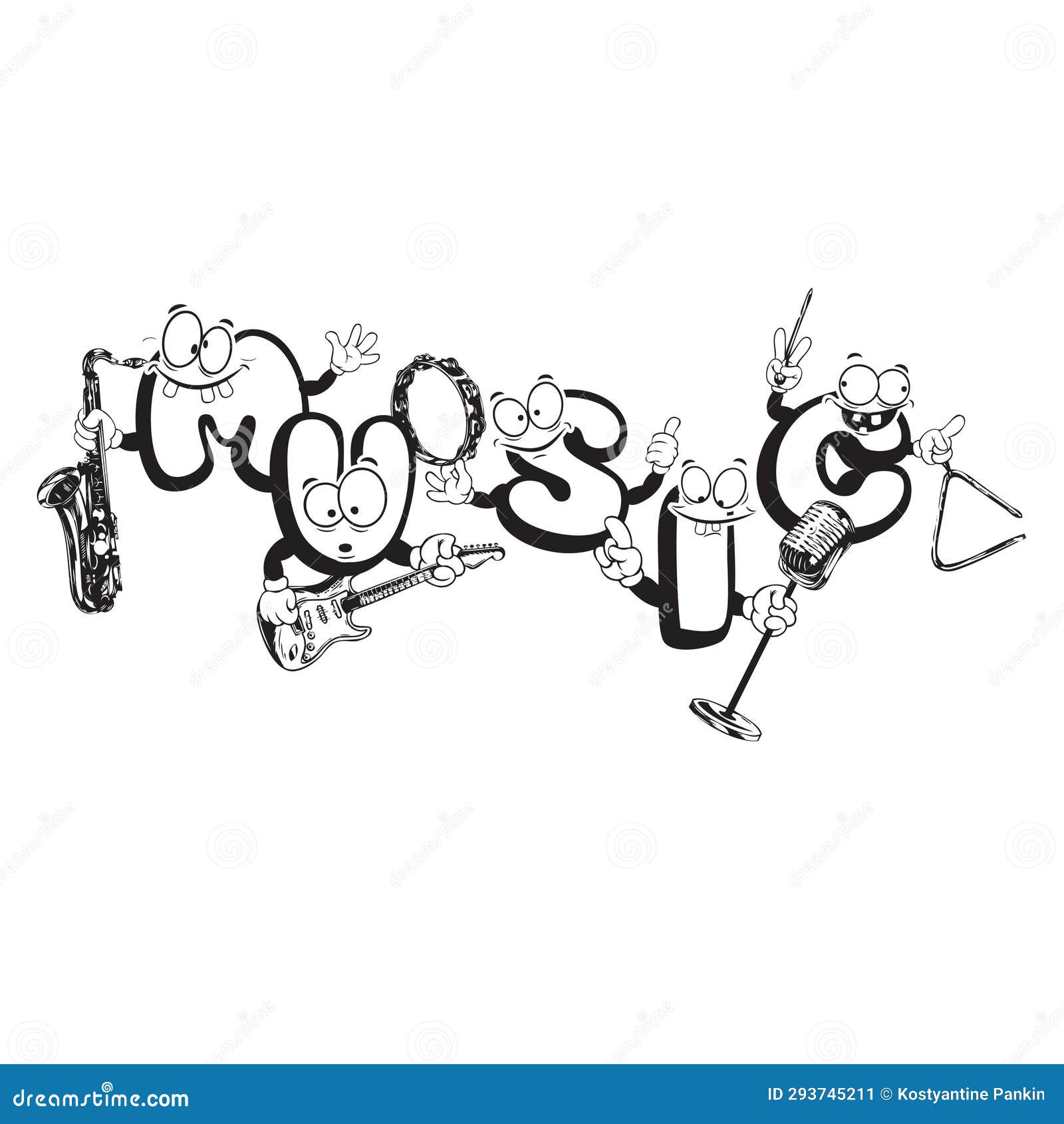 Cartoon letters word music stock vector. Illustration of music - 293745211