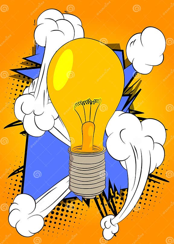 Cartoon Light Bulb, Comic Book Idea. Vintage Vector Comics, Pop Art ...