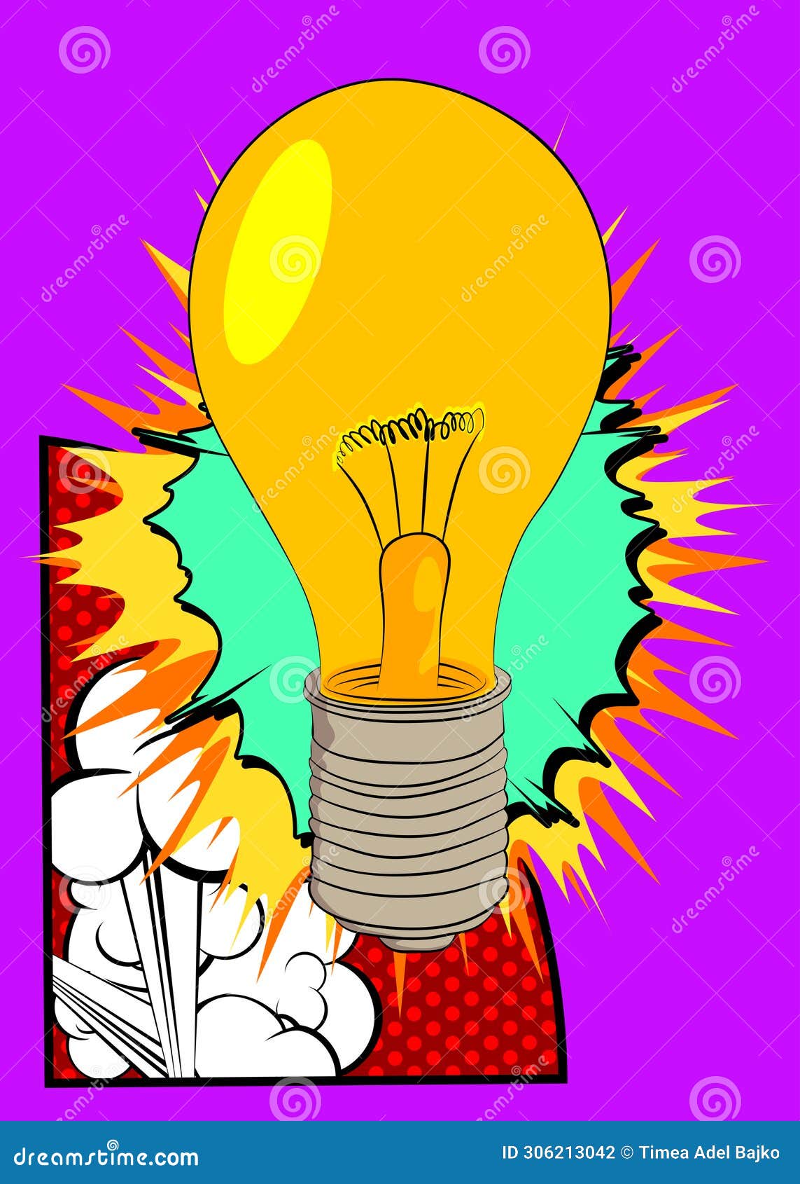 Cartoon Light Bulb, Comic Book Idea. Vintage Vector Comics, Pop Art Design Stock Vector ...