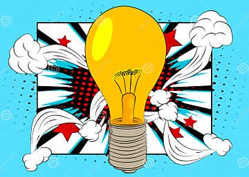 Cartoon Light Bulb, Comic Book Idea. Vintage Vector Comics, Pop Art ...