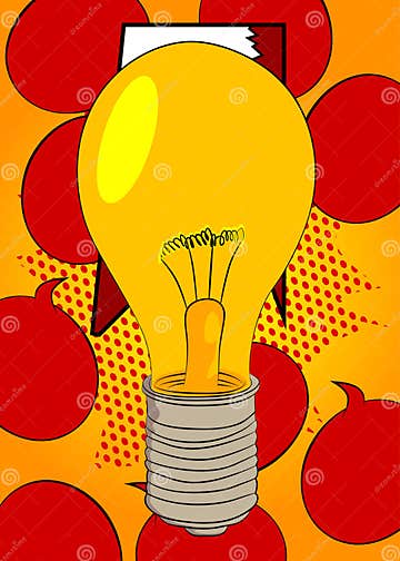 Cartoon Light Bulb, Comic Book Idea. Vintage Vector Comics, Pop Art ...