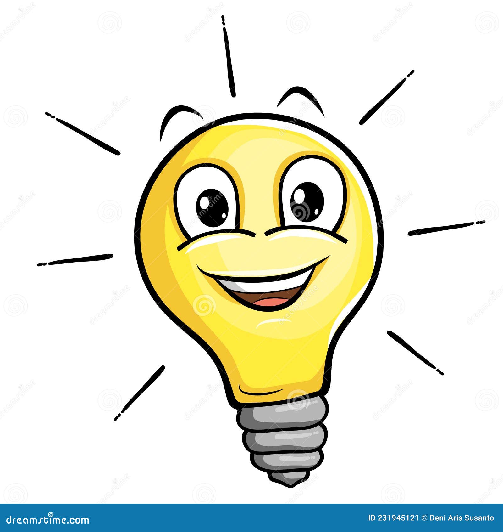 A Cartoon Light Bulb with an Idea. Stock Illustration - Illustration of ...
