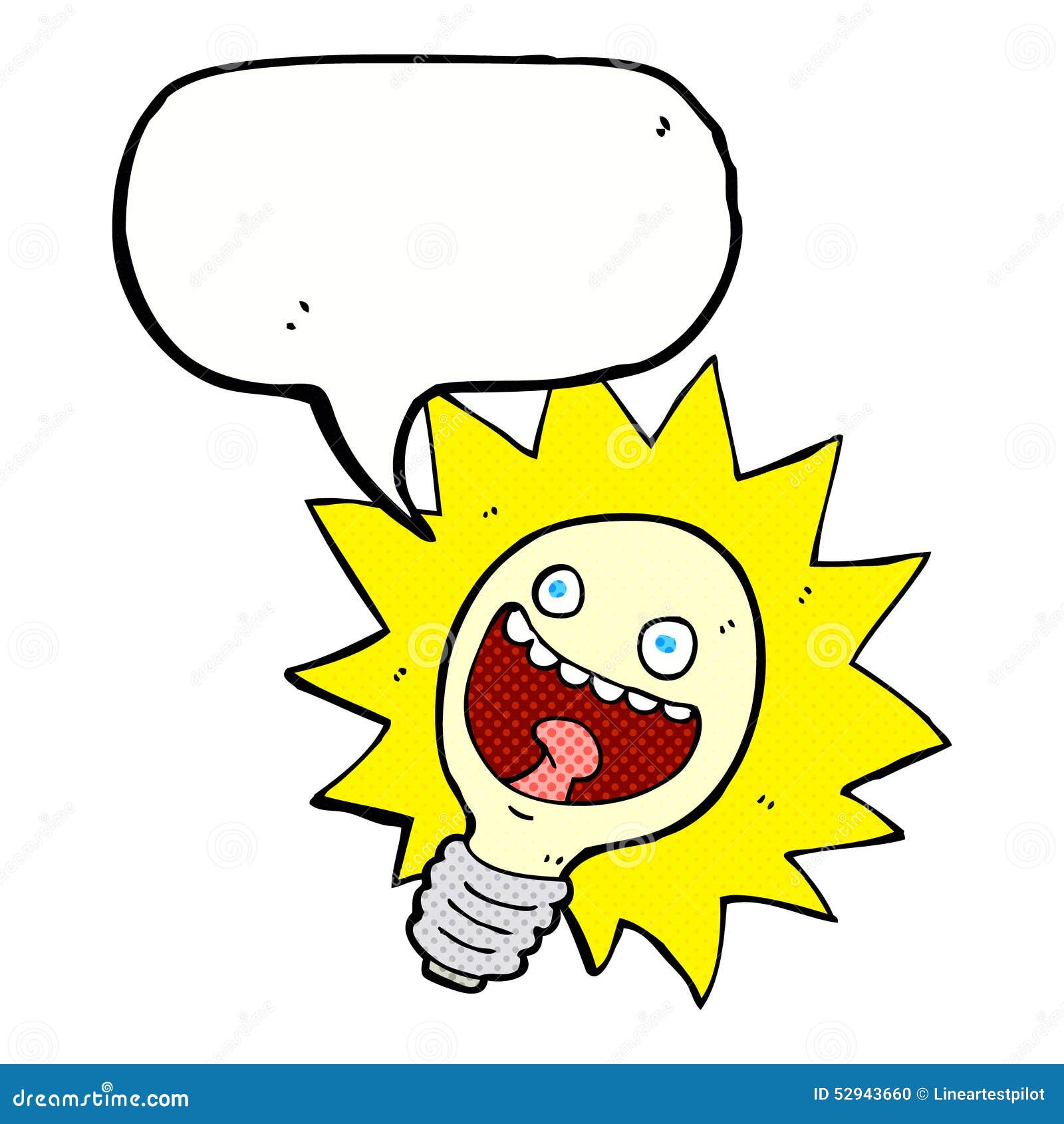 Cartoon Lightbulb with Speech Bubble Stock Illustration - Illustration ...