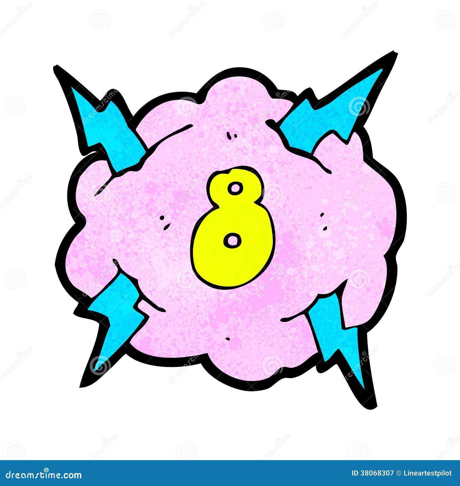 Cartoon Lighting Storm Cloud Symbol with Number Eight Stock Vector ...