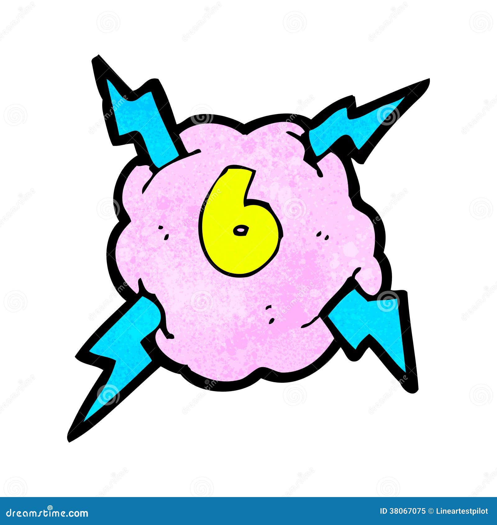 Cartoon Lighting Storm Cloud Symbol with Number Six Stock Vector ...