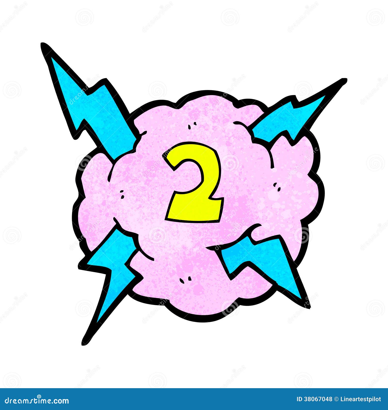 Cartoon Lighting Storm Cloud Symbol with Number Two Stock Vector ...