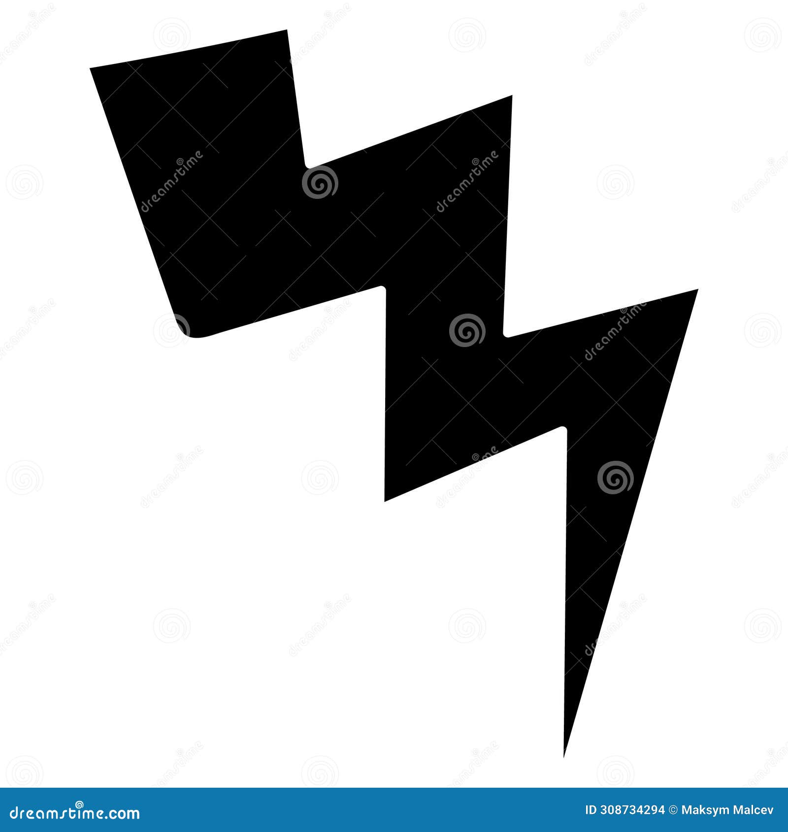 Cartoon Lightning Illustration. Black Thunderbolt in Comic Style Stock ...