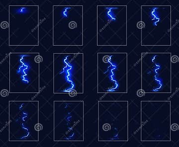 Cartoon Lightning Sprite Animation Effect, Game Ui Stock Vector ...