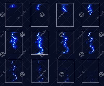 Cartoon Lightning Sprite Animation Effect, Game Ui Stock Vector ...