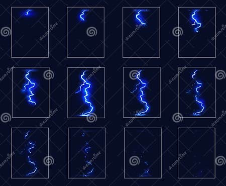 Cartoon Lightning Sprite Animation Effect, Game Ui Stock Vector ...