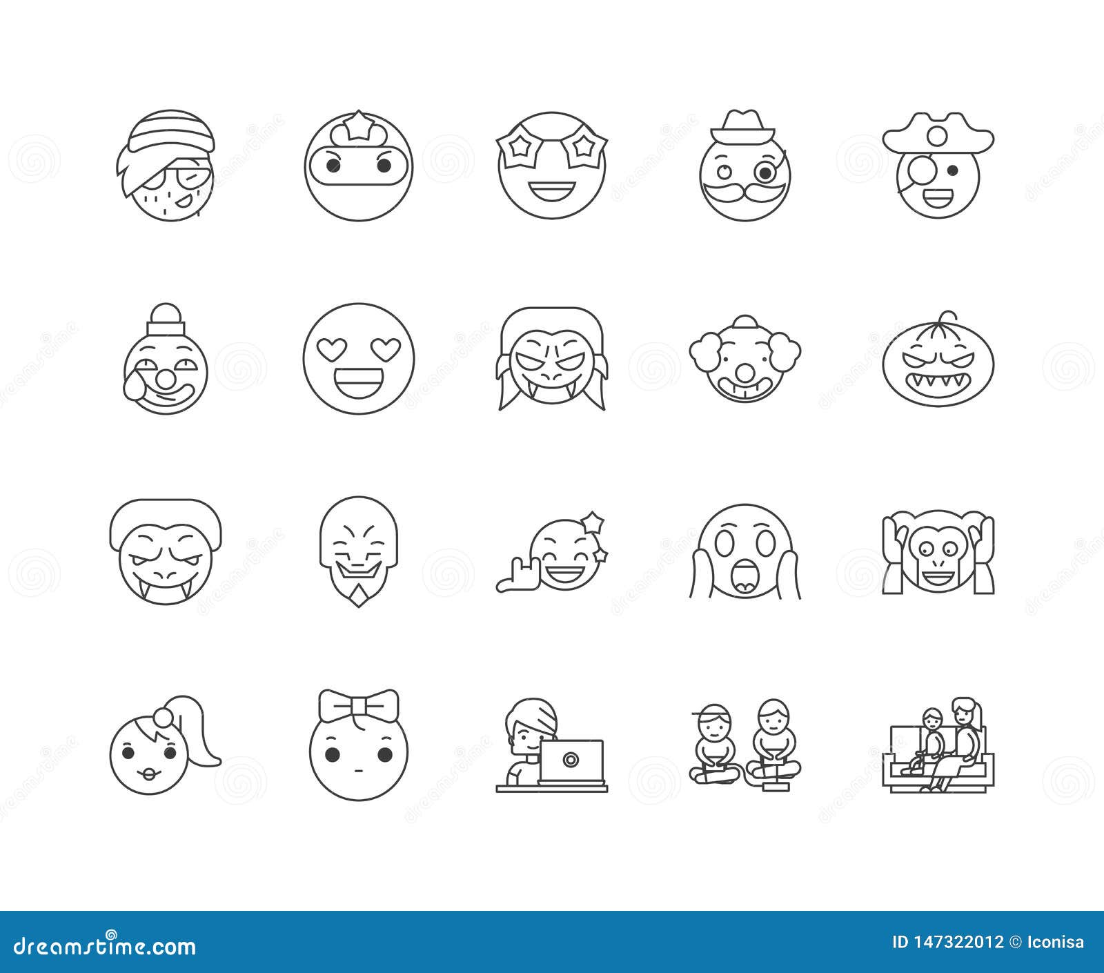 Cartoon Line Icons, Signs, Vector Set, Outline Illustration Concept ...