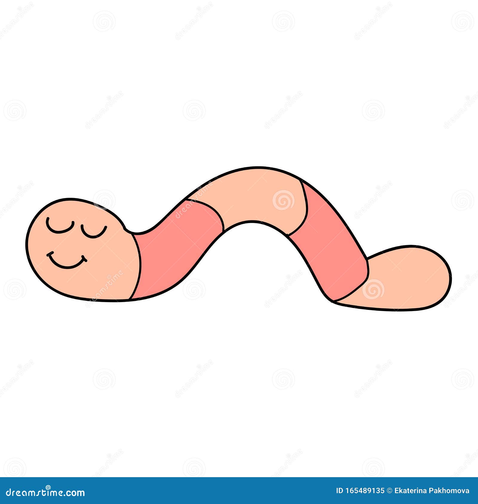 Cartoon Linear Doodle Retro Happy Worm Isolated Stock Vector ...