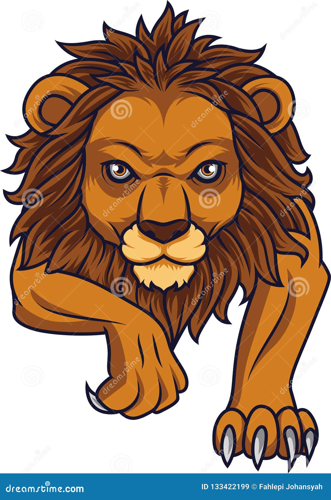 Sneaking Lion Animal And Japanese Oriental Temple Towers Royalty-Free ...