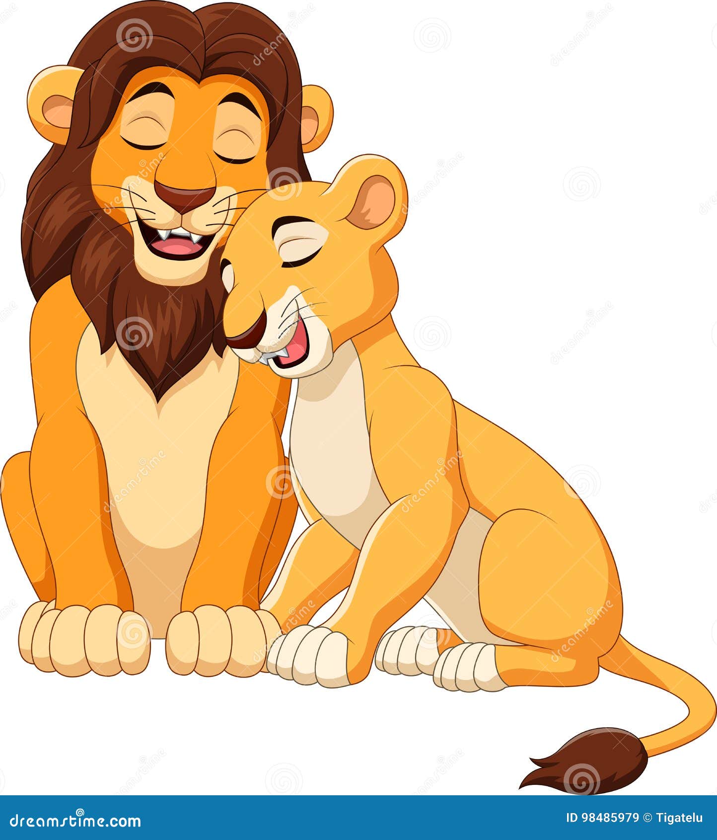 Cartoon lion couple stock vector. Illustration of comic - 98485979