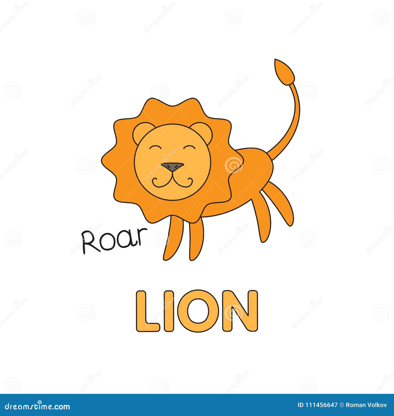 Cartoon Lion Flashcard for Children Stock Vector - Illustration of ...