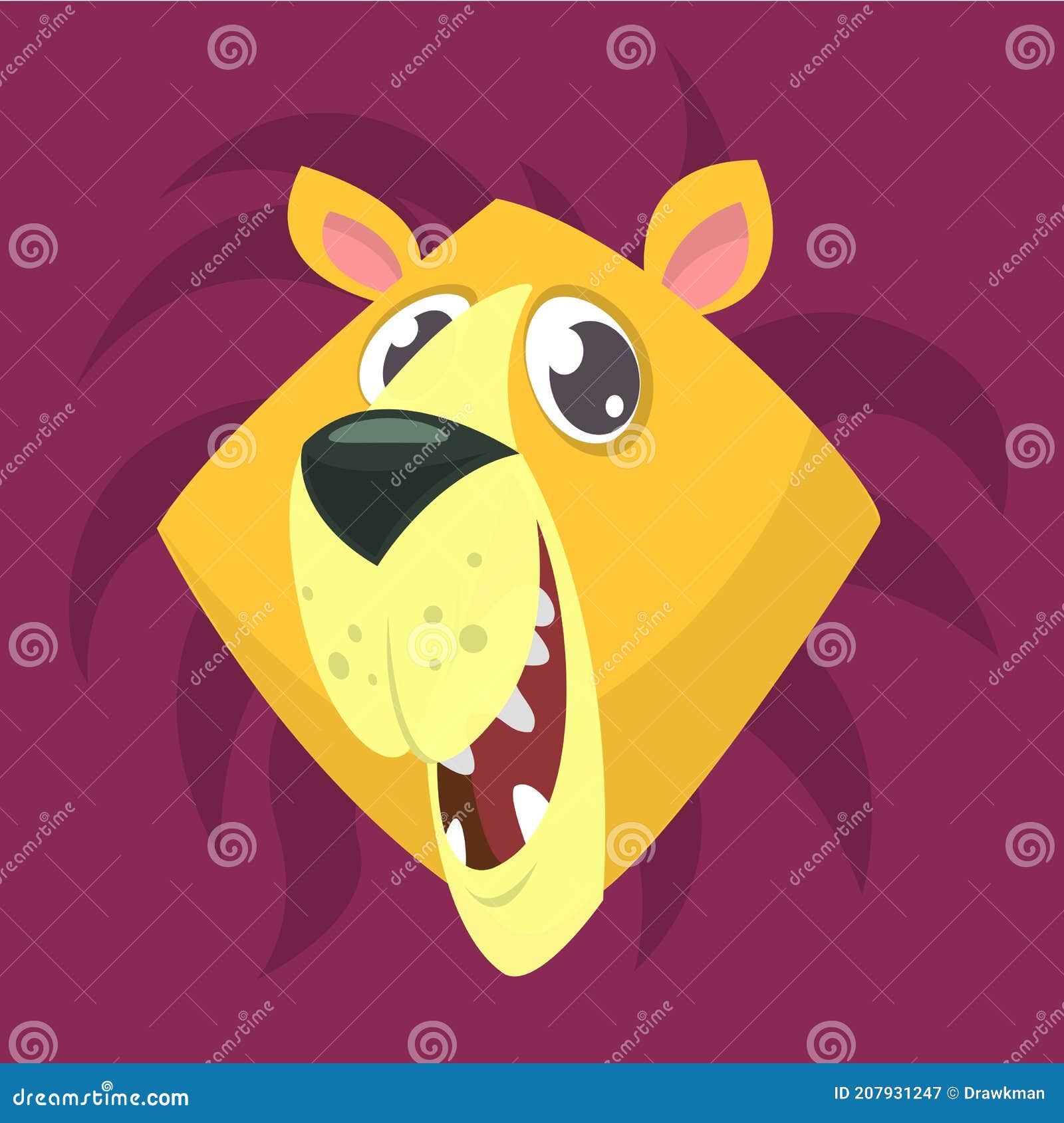 Cartoon Lion Head Face Avatar. Vector Illustration Stock Vector ...