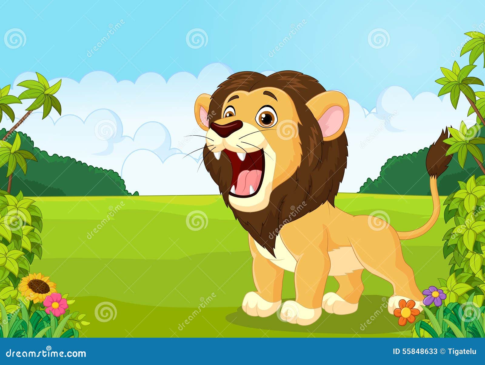 Cartoon lion roaring stock vector. Illustration of comic - 55848633
