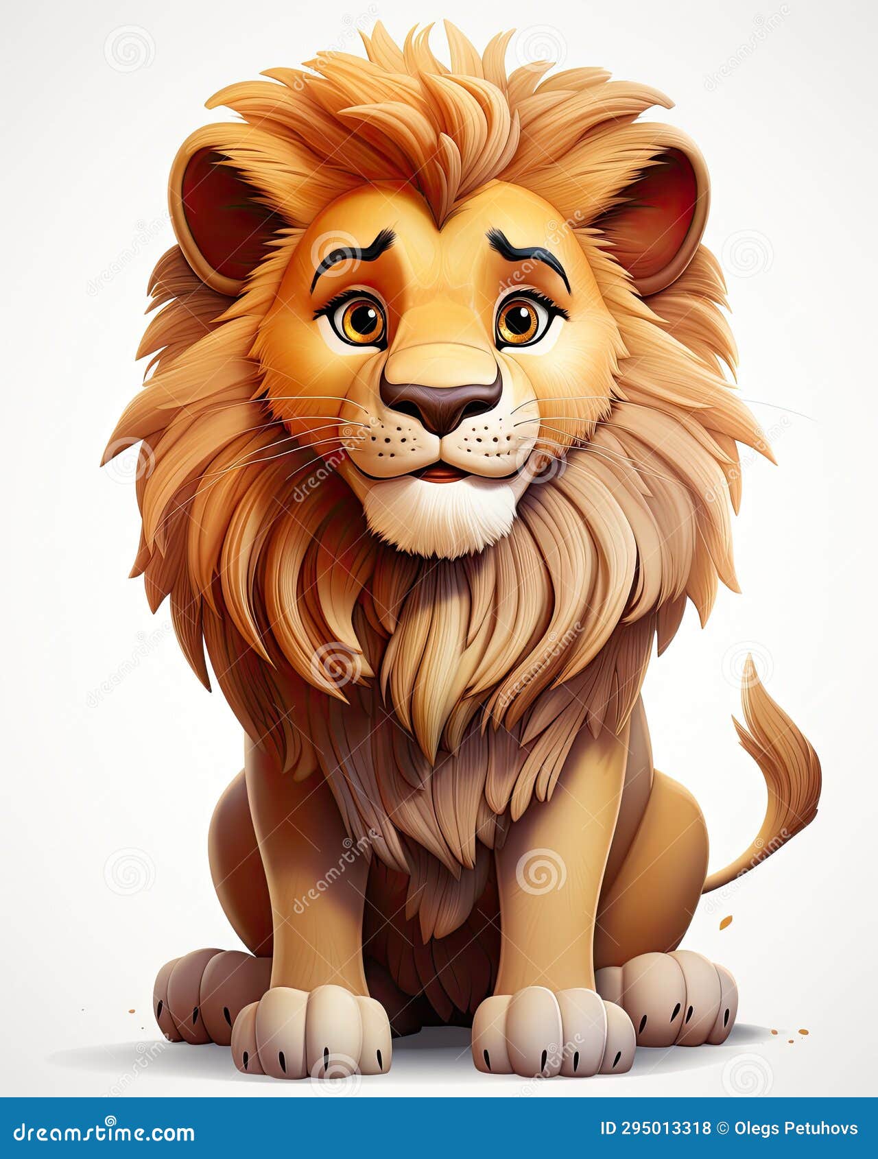 A Cartoon Lion Sitting Down with a Sad Look on His Face. Generative Ai ...