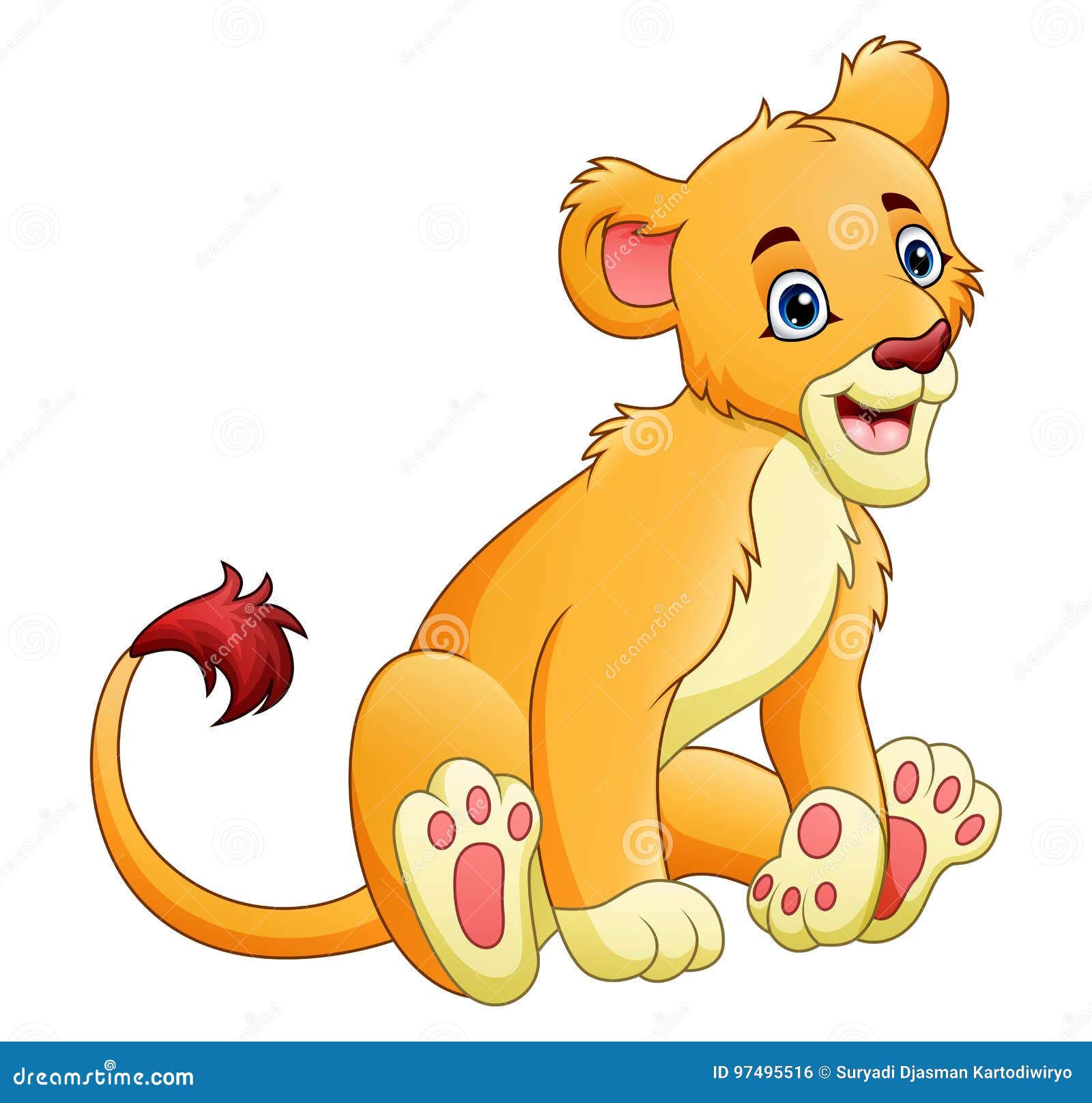 Cartoon Lioness Mother And Her Teenage Sone Fairy Tale Illustration ...