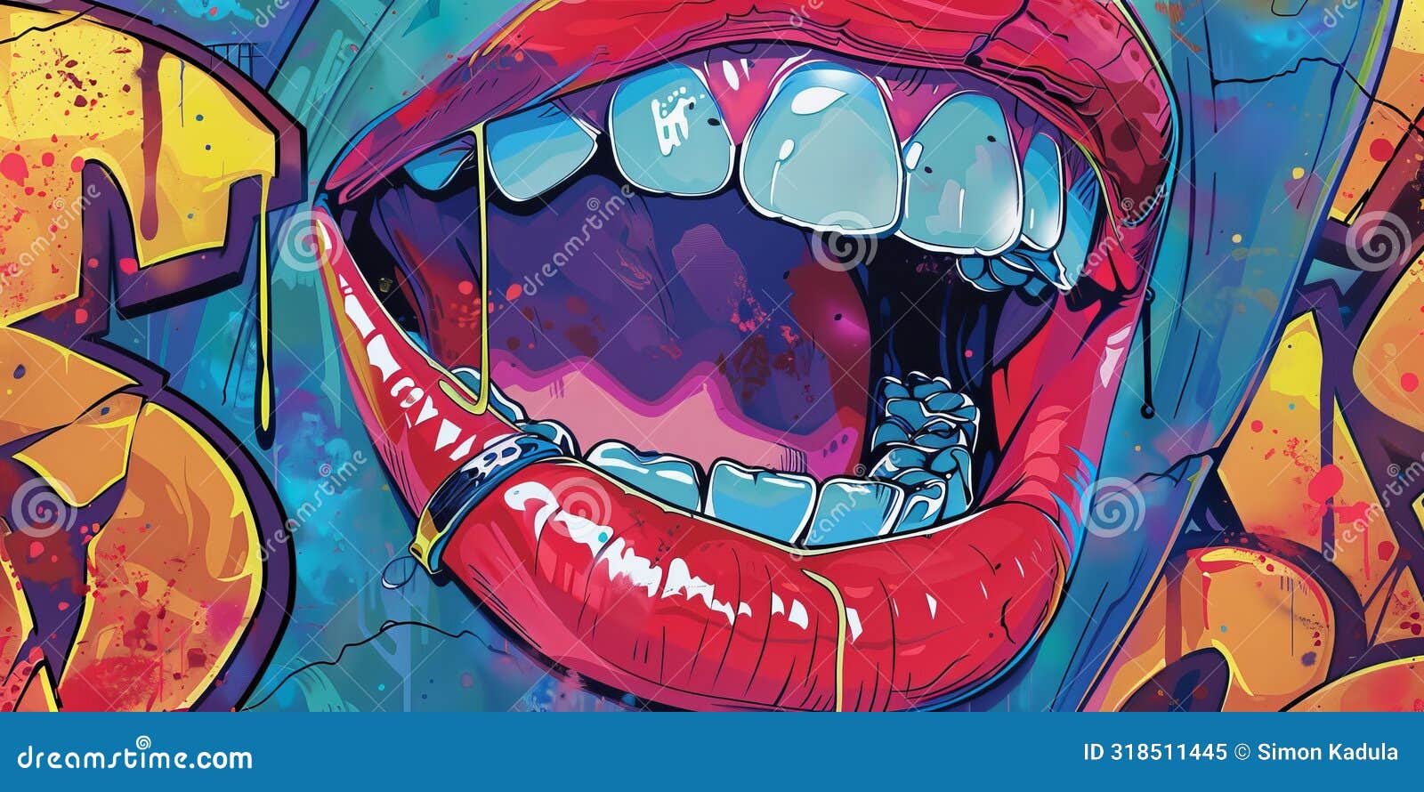 Cartoon Lips with a Teeth, La Bouche Concept Stock Image - Image of ...