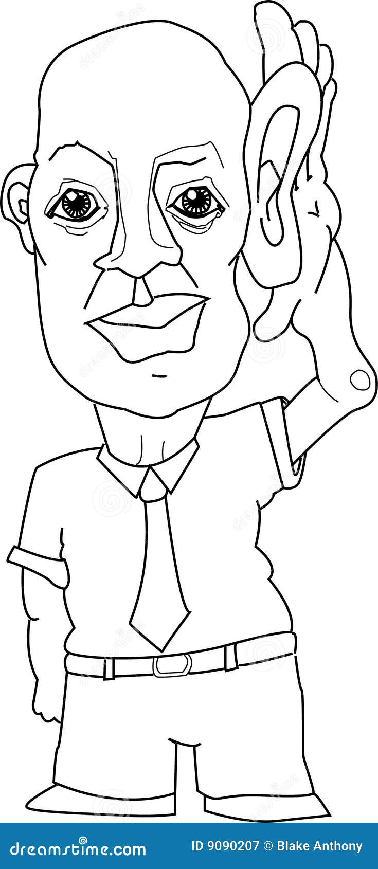 Cartoon Listening Intently stock vector. Illustration of hearing - 9090207