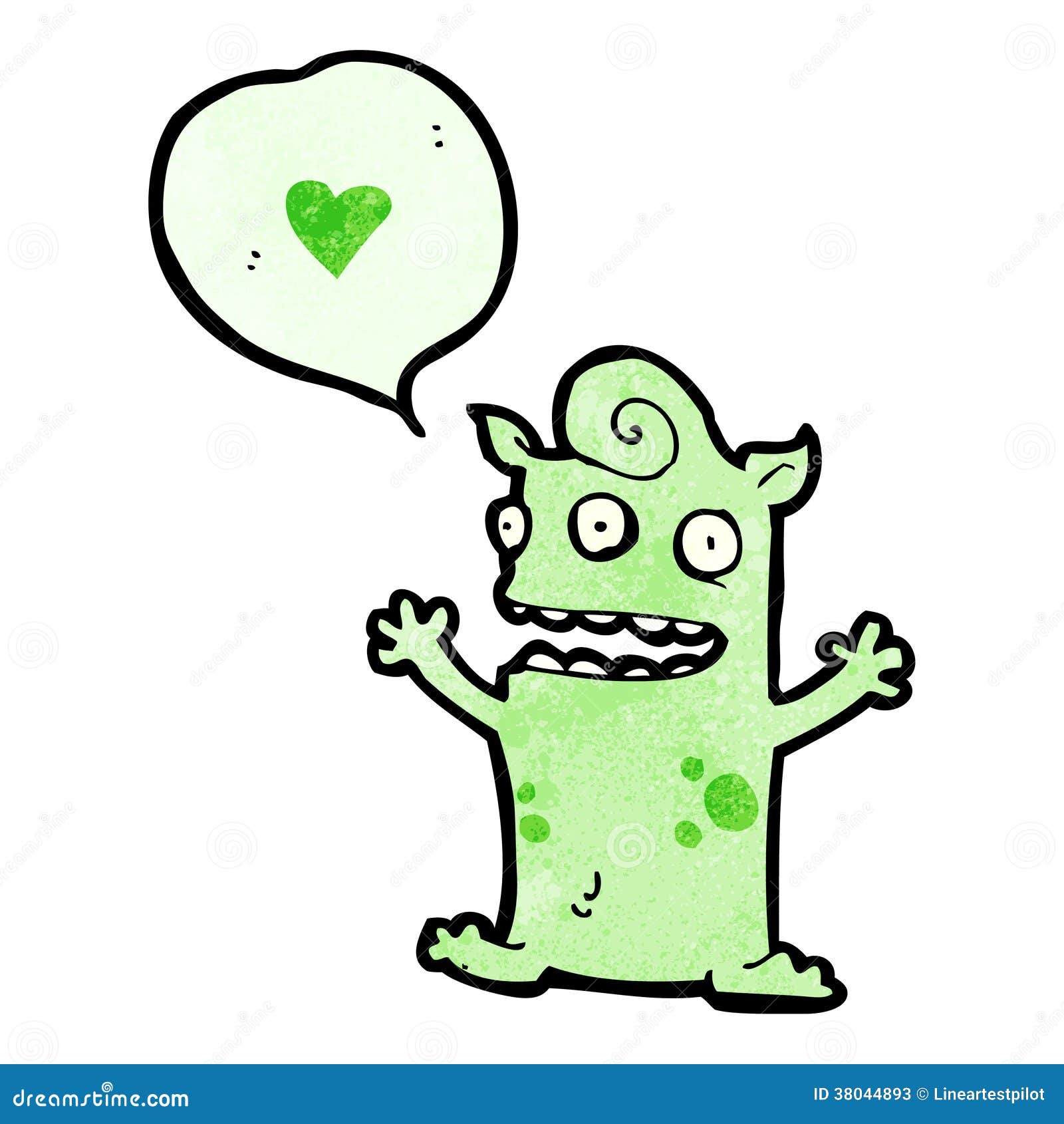 Cartoon Little Alien in Love Stock Vector - Illustration of speaking ...