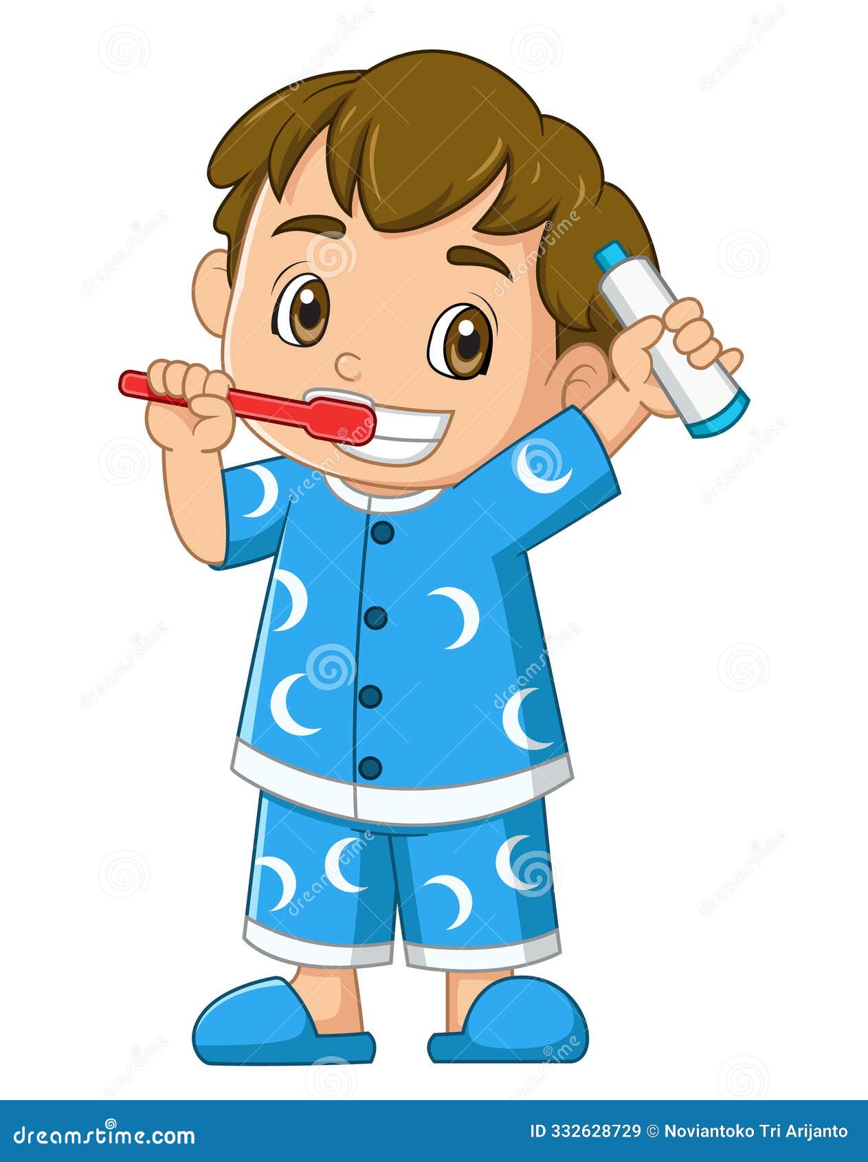 Cartoon Little Boy Brushing Teeth | CartoonDealer.com #332628729