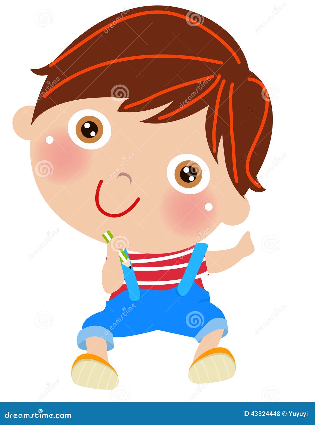 Cartoon Little Boy With Pencil Vector Illustration | CartoonDealer.com ...