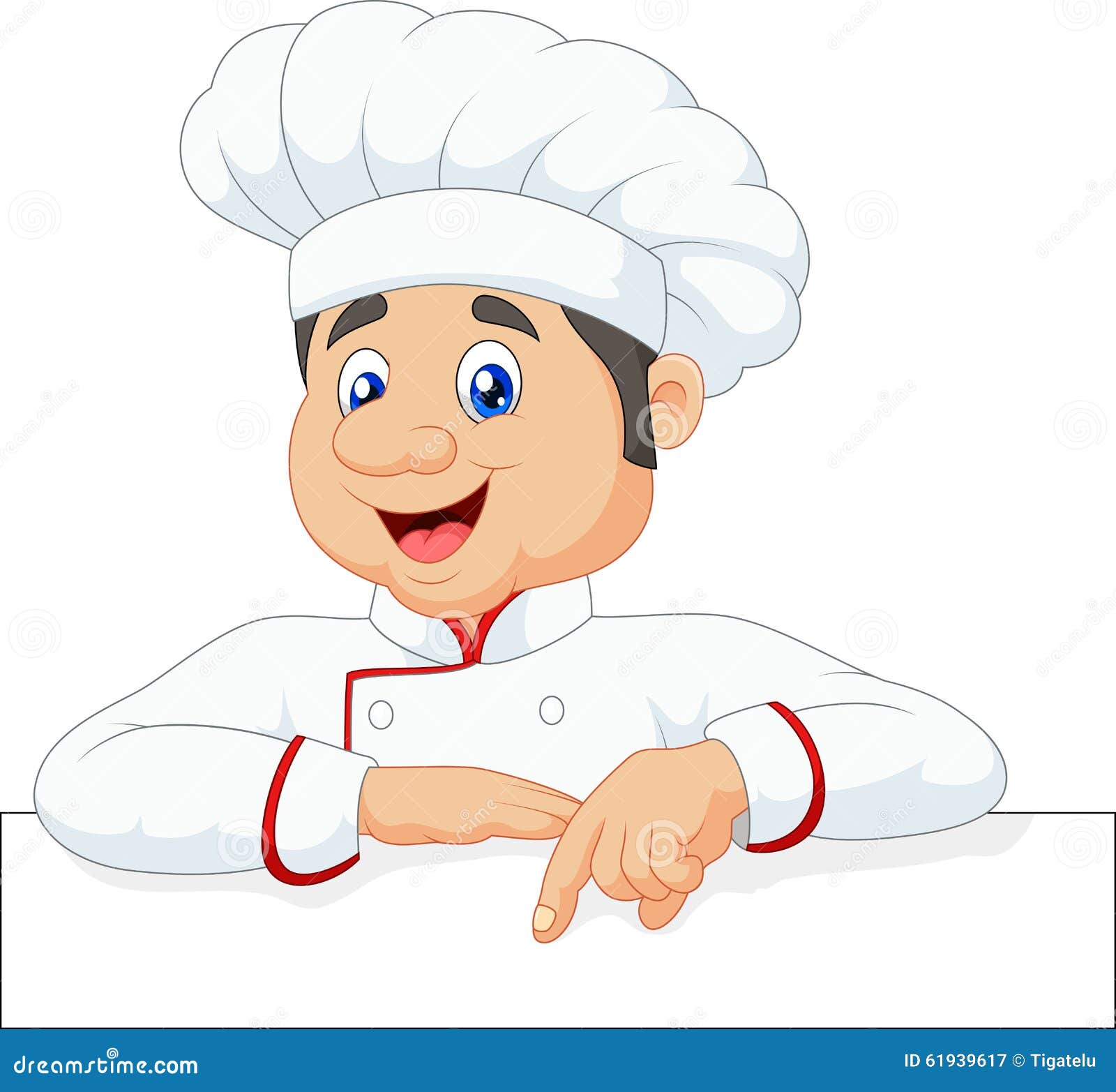Cartoon Little Chef Pointing at a Banner or Menu Stock Vector ...