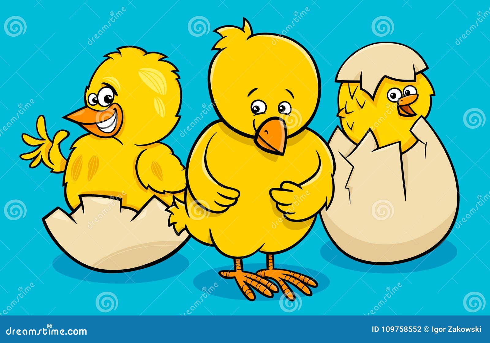 Cartoon Little Chickens Hatching from Eggs Stock Vector - Illustration ...