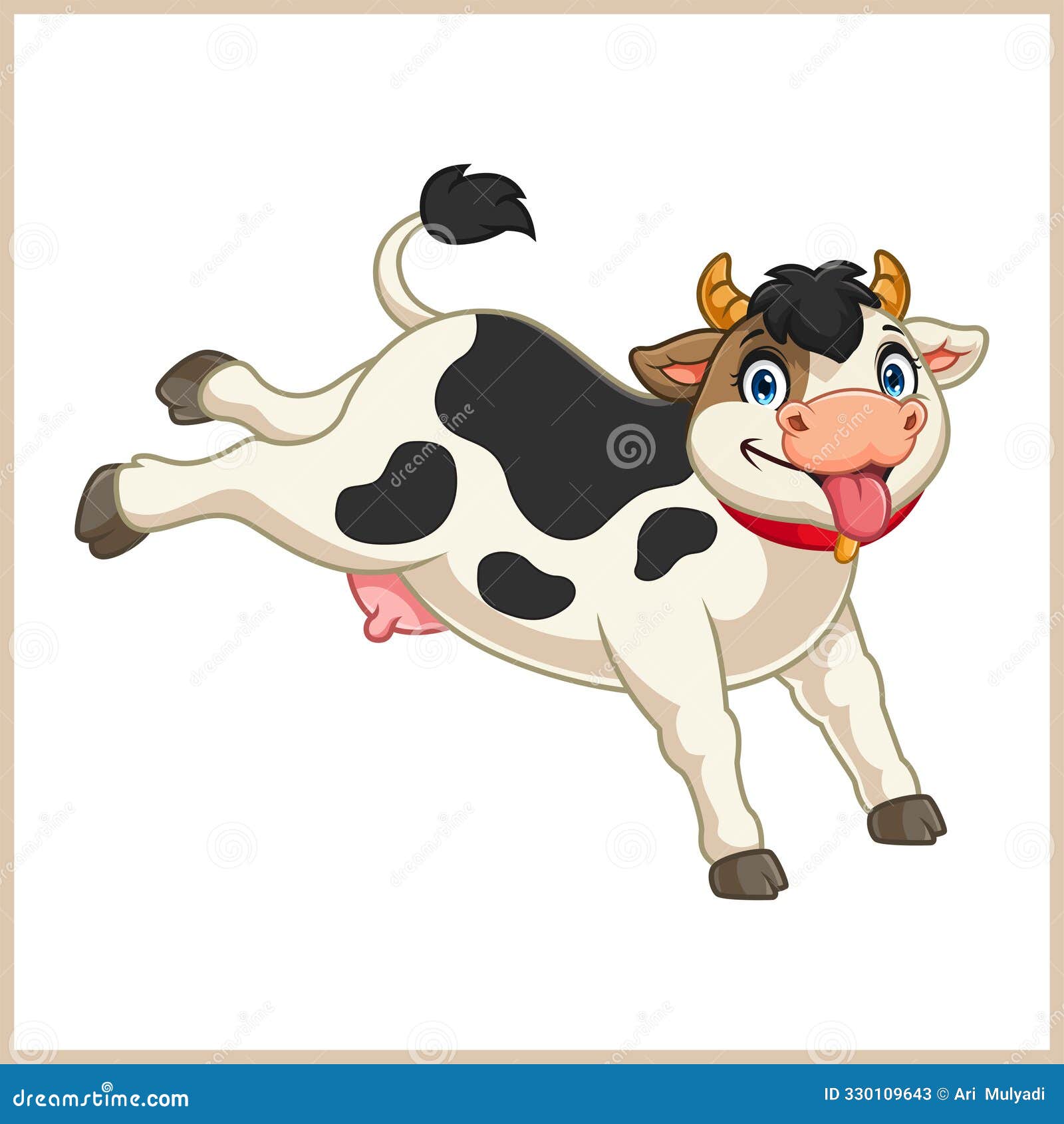 Cartoon Little Cow Jumping Happily Stock Vector - Illustration of ...